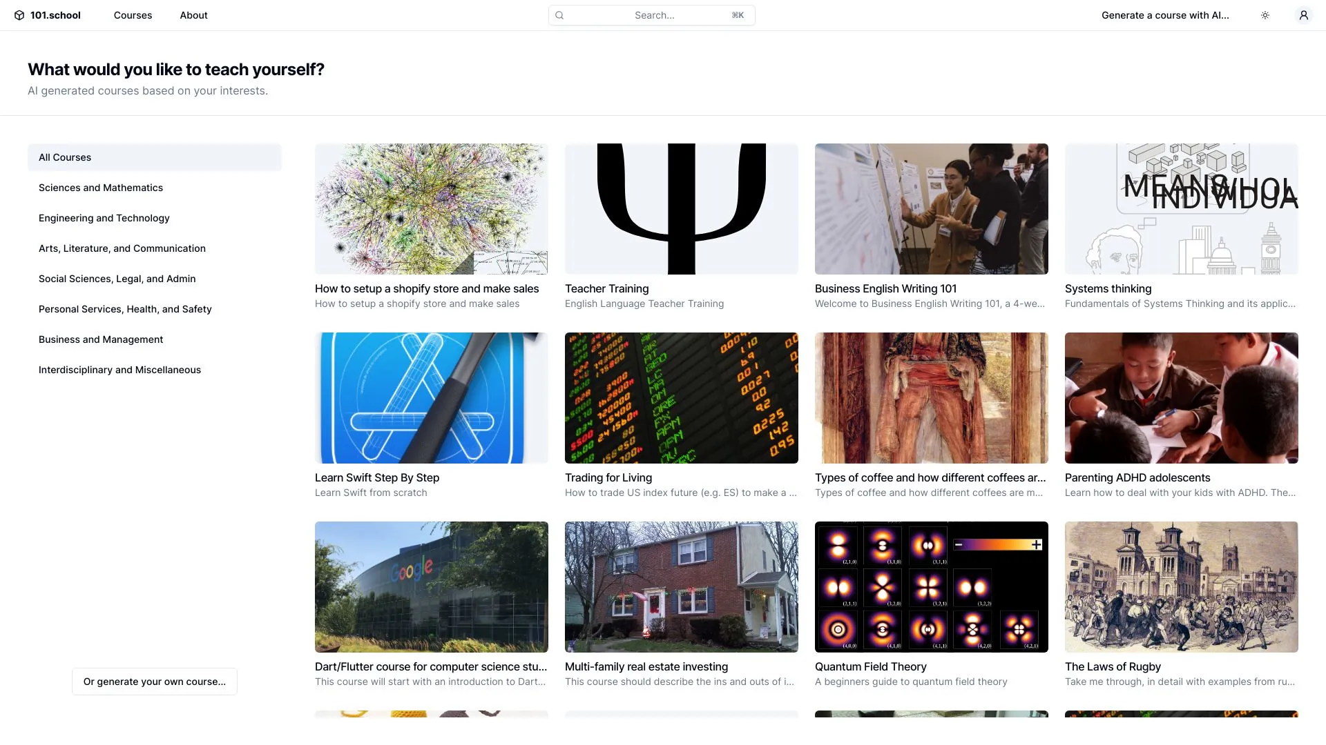101.school - AI-Generated Personalized Learning | Creati.ai