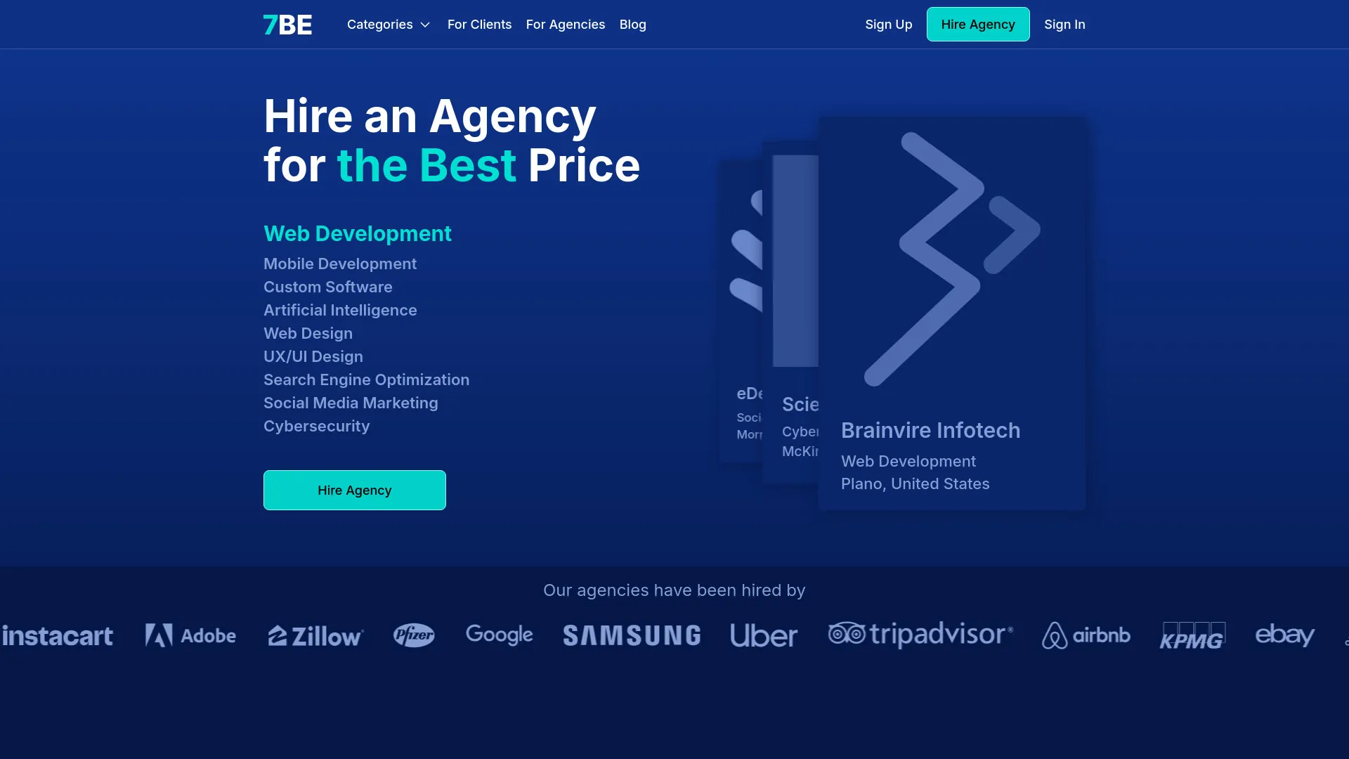 Find Top Agencies for Development, Design & Marketing - 7BE | Creati.ai