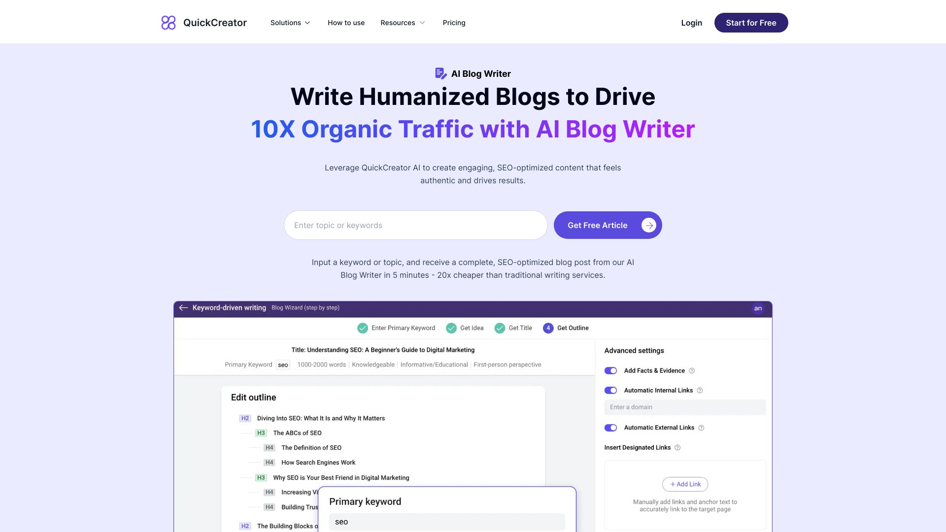 AI Blog Writer de QuickCreator - Generar Blogs Optimizados para SEO ...
