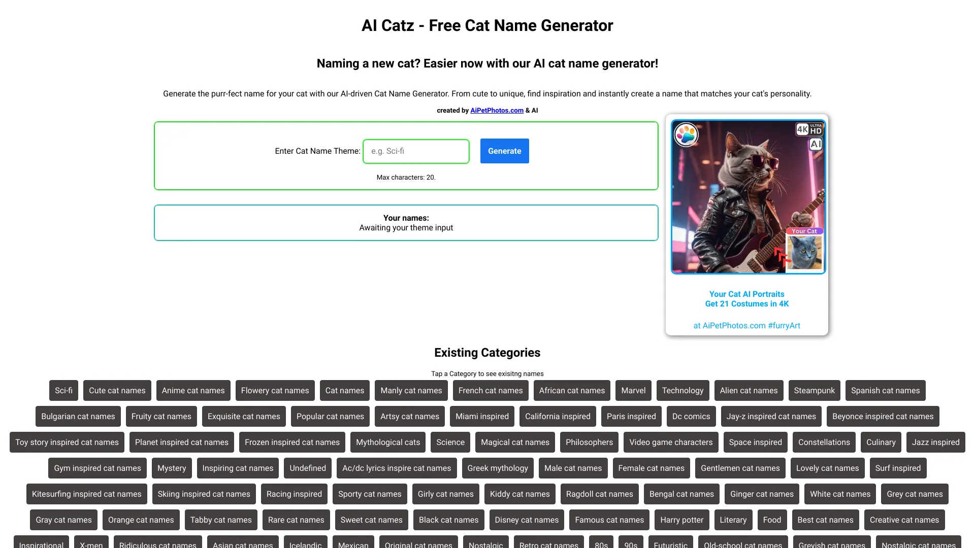 AI Catz: Unique AI-Generated Cat Names | Creati.ai