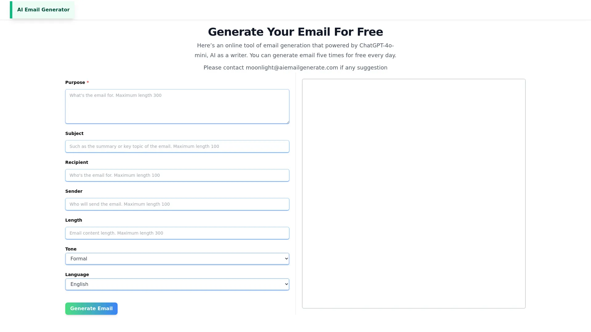 AI Email Generator - Create Professional Emails Instantly | Creati.ai