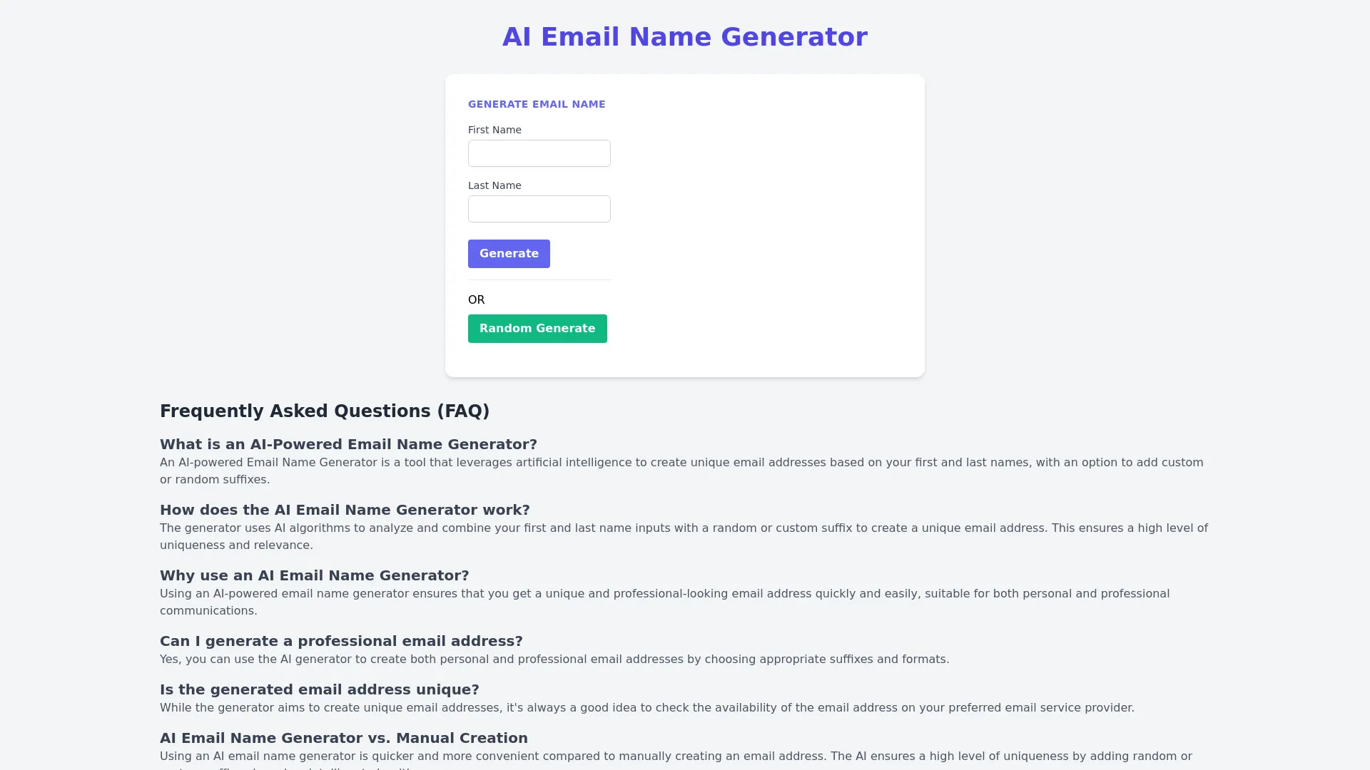 Email Name Generator - Create Unique Email IDs Easily | Creati.ai