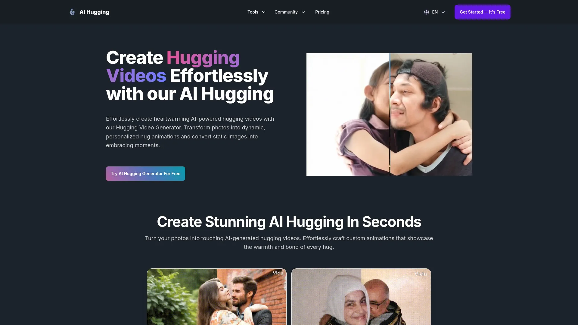 Effortlessly Create AI Hugging Videos with AI Hugging | Creati.ai