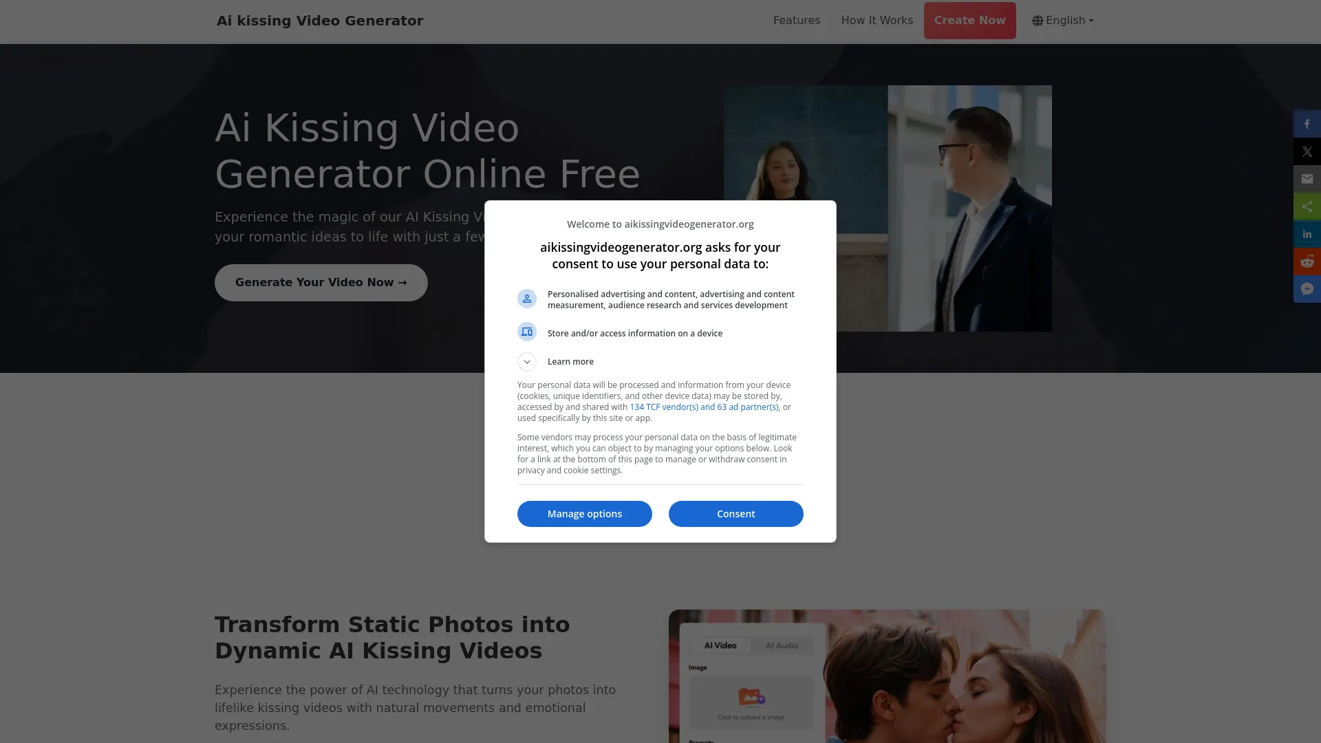 AI Kissing Video Generator - Create Romantic AI Videos Online | Creati.ai