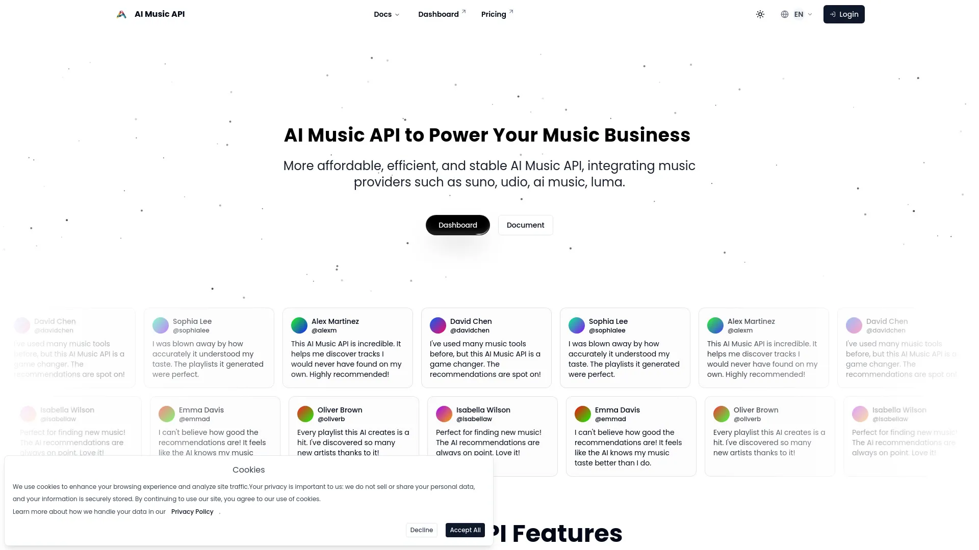 API de Música IA Eficiente y Asequible - UdioAPI | Creati.ai