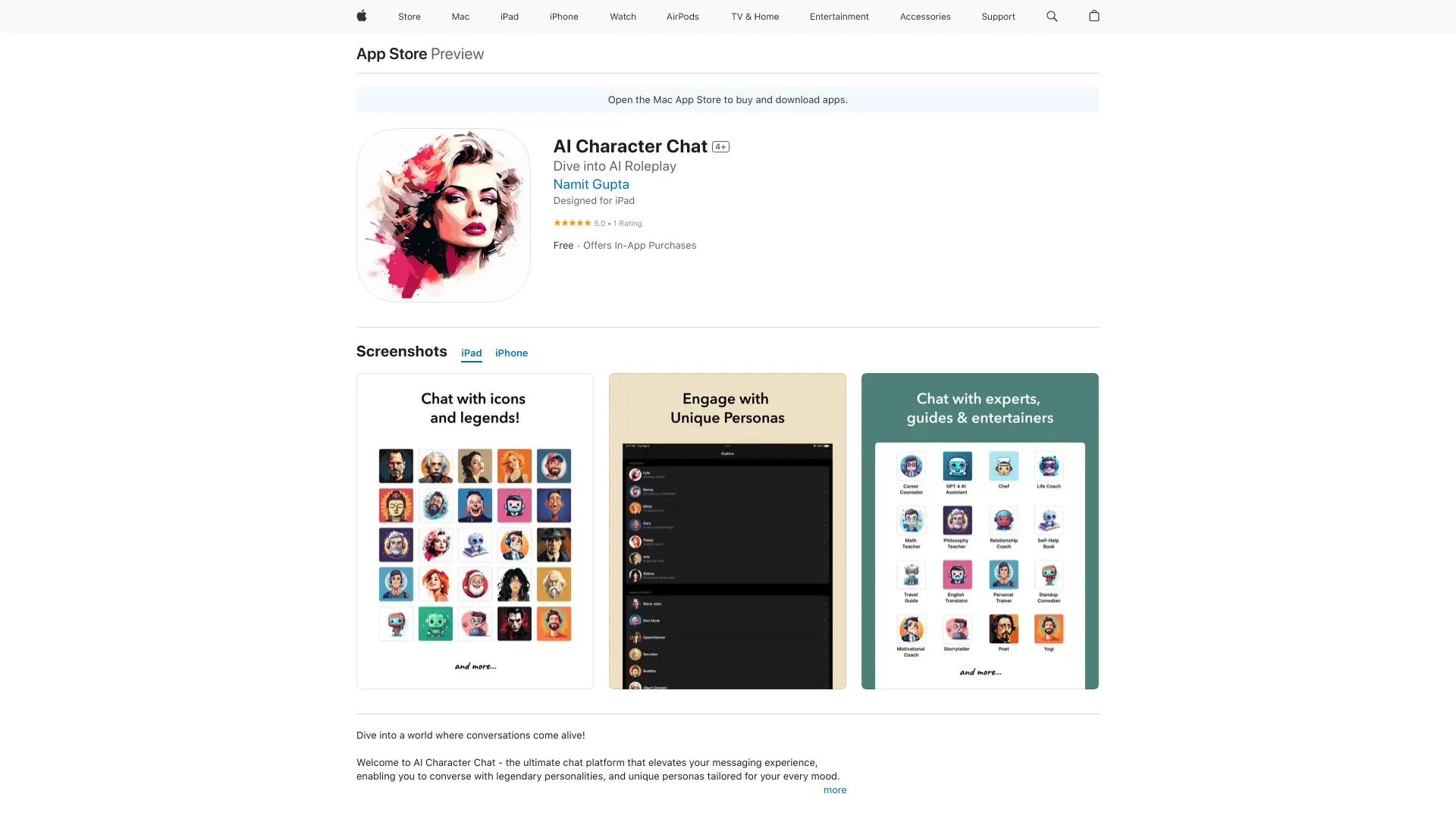 AI Personas y Caracteres: Chatear con personajes de IA en iOS | Creati.ai