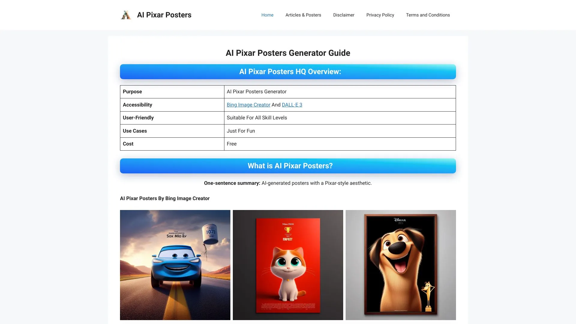 Free AI Pixar Style Poster Generator Online | Creati.ai