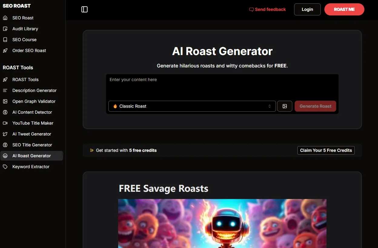 Free AI Roast Generator - SEO Roast | Creati.ai