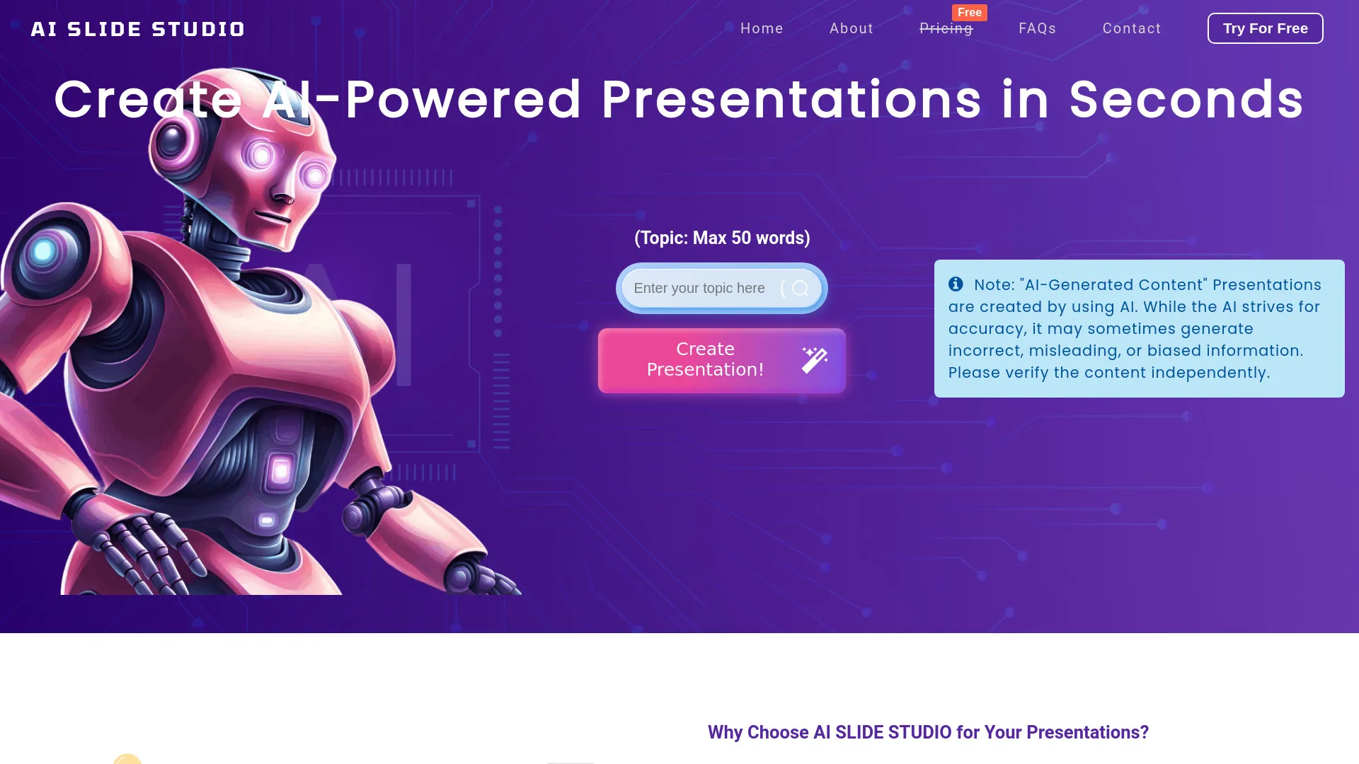 AI Slide Studio - Create Presentations with AI Effortlessly | Creati.ai