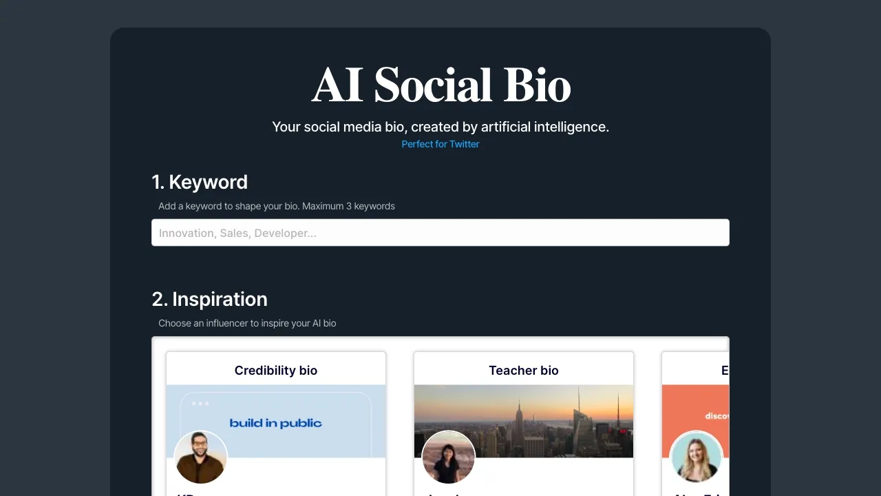 AI Social Bio: Biografías Perfectas Generadas por IA para Redes ...