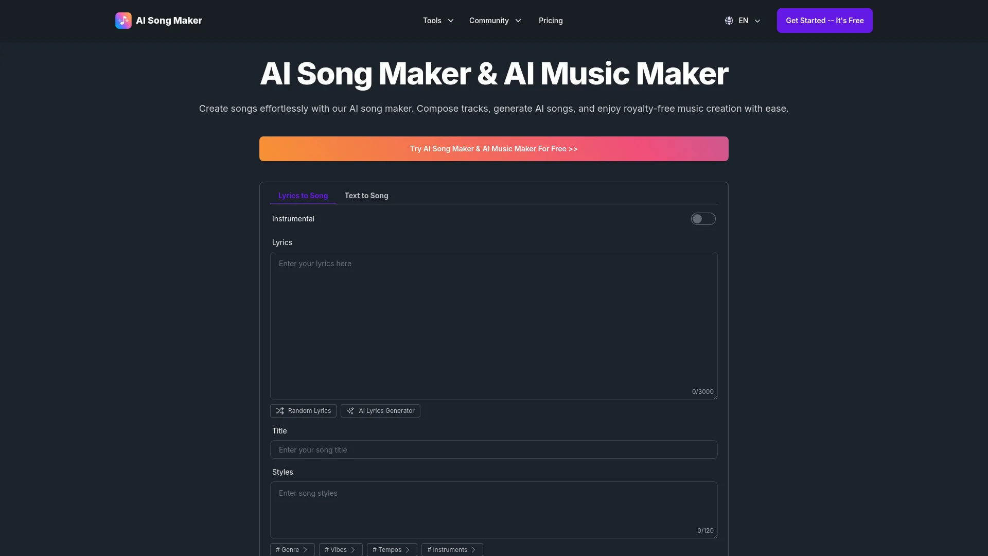 AI Song Maker - Crea música de alta calidad sin esfuerzo con IA | Creati.ai