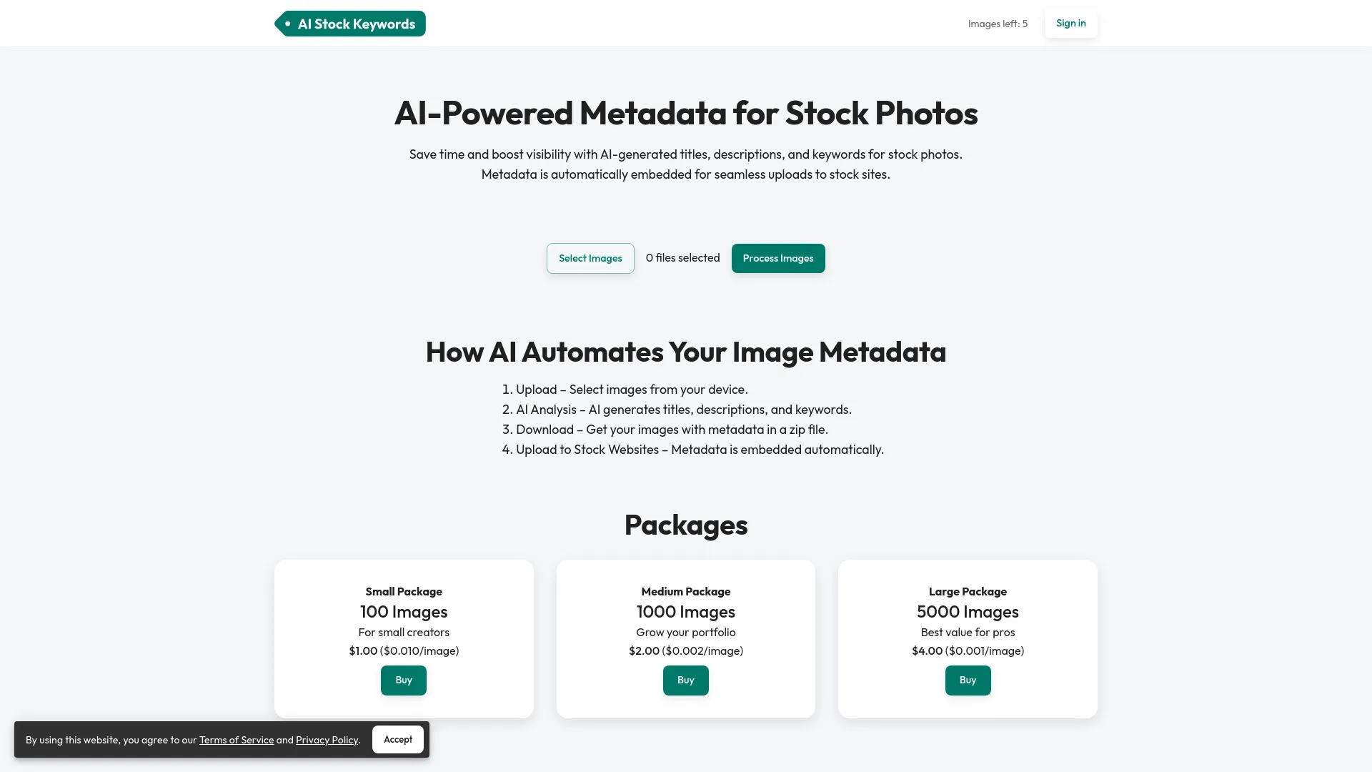 AI Stock Keywords - Automated Metadata for Photos & Videos | Creati.ai