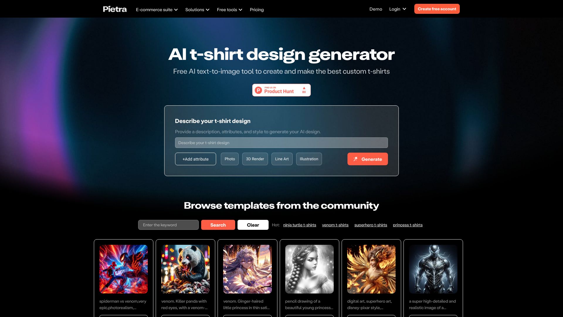 Create Custom T-Shirts with Pietra's AI Design Generator | Creati.ai