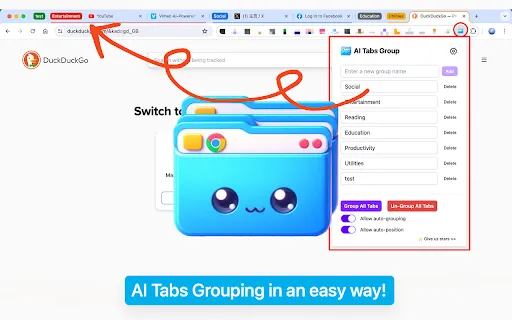 AI Tabs Group - Extensión de Gestión Eficiente de Pestañas | Creati.ai