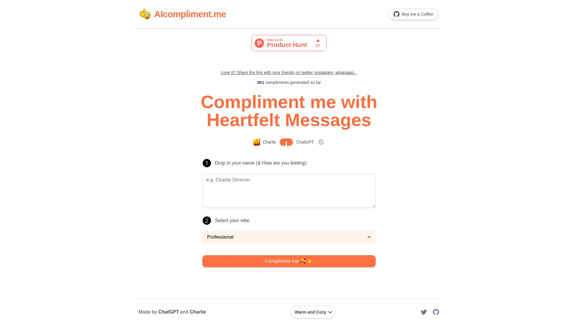 AI Compliment Generator - Create Uplifting Compliments Easily | Creati.ai