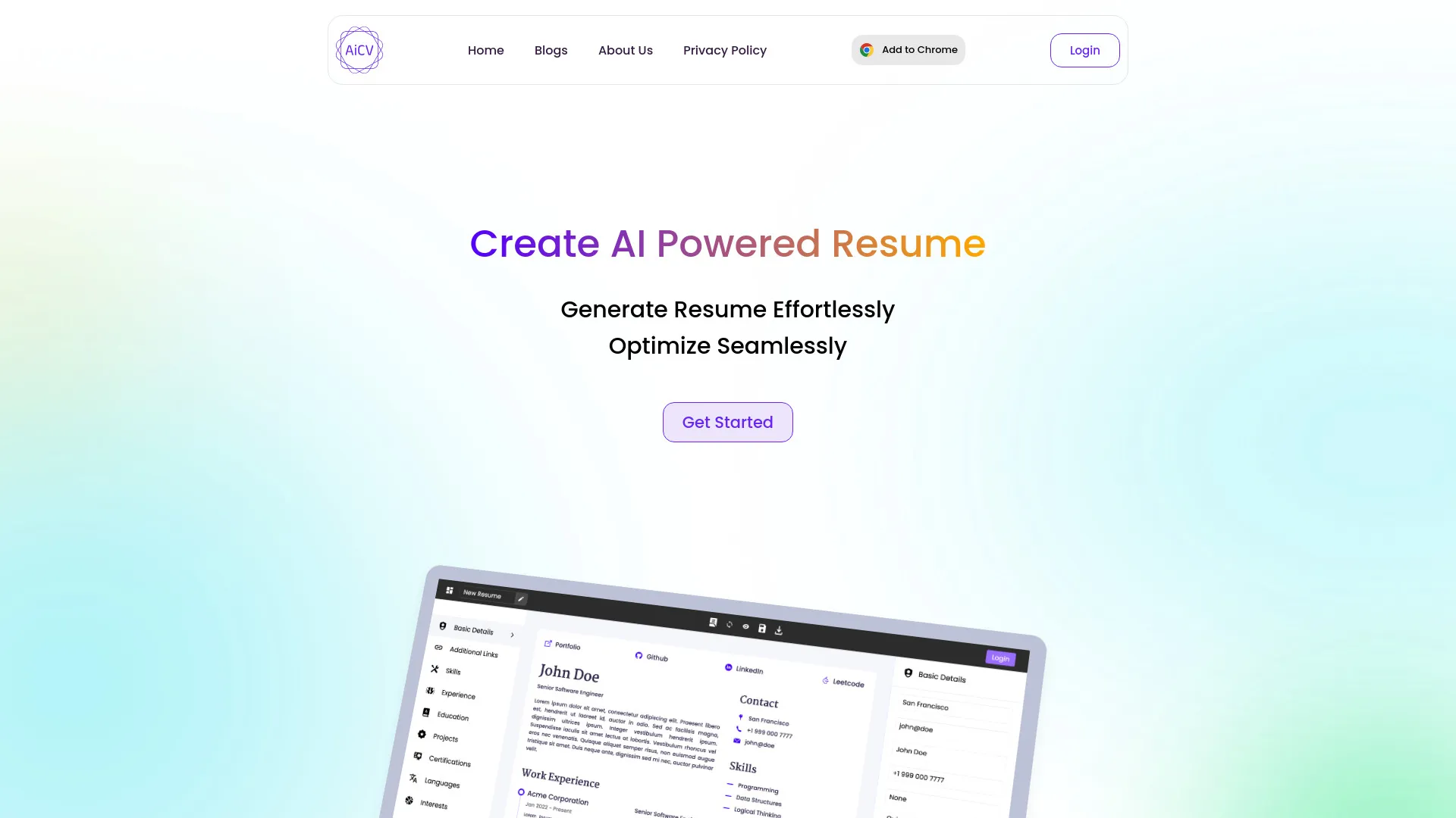 AI-Powered Resume Builder - Effortless and Professional CVs | Creati.ai