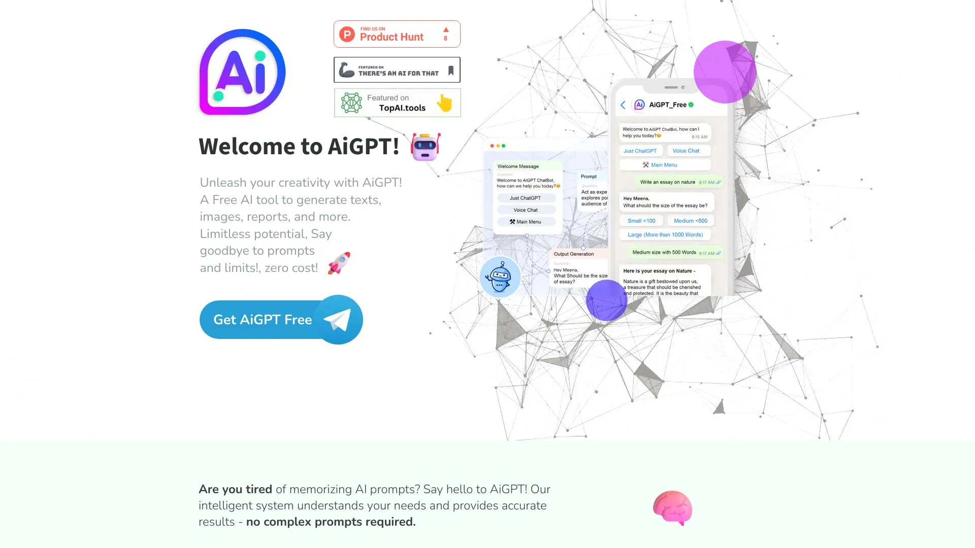 AiGPT_Free: Free AI Tool for Texts, Images, and Reports | Creati.ai