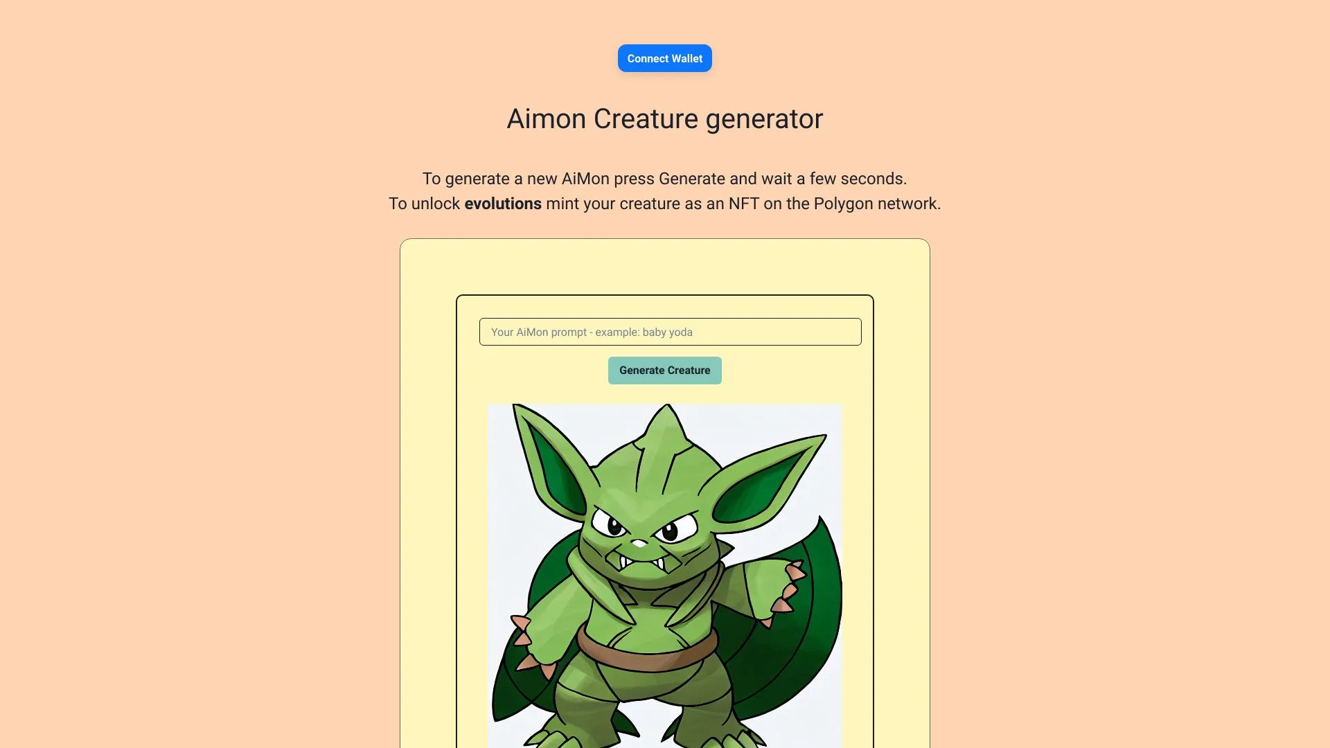 Generador de Criaturas Aimon: Crea y Mintea Criaturas AI Únicas | Creati.ai