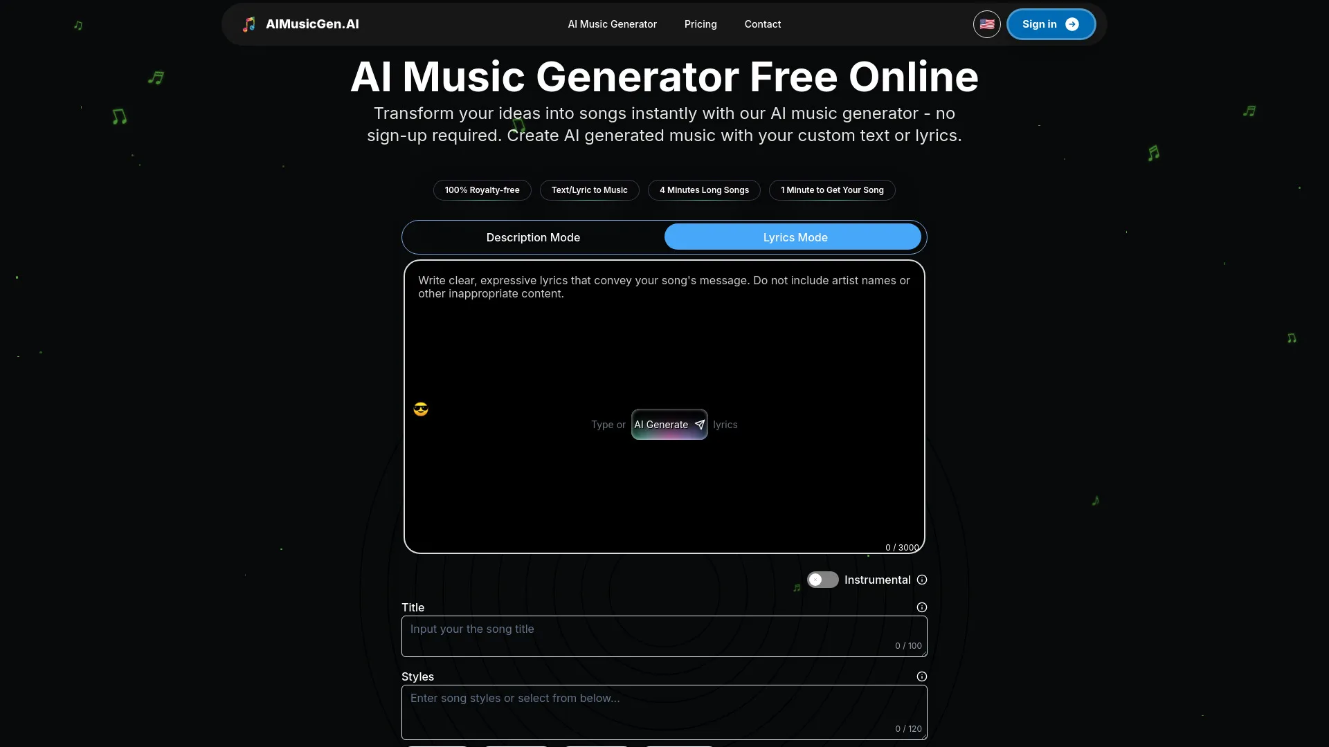 AIMusicGen.ai - AI Music Generator for Professional Songs | Creati.ai