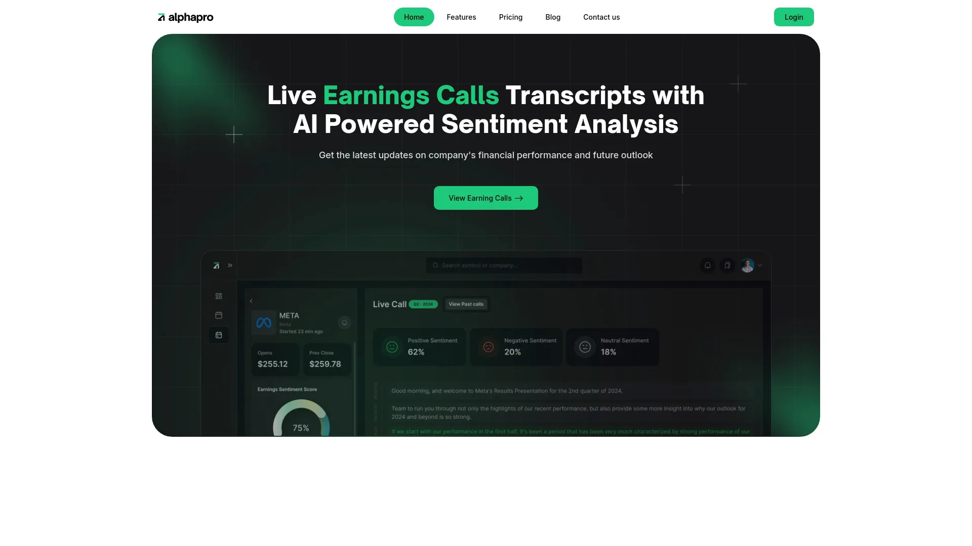 AI-Powered Sentiment Analysis for Earnings Calls | AlphaPro | Creati.ai