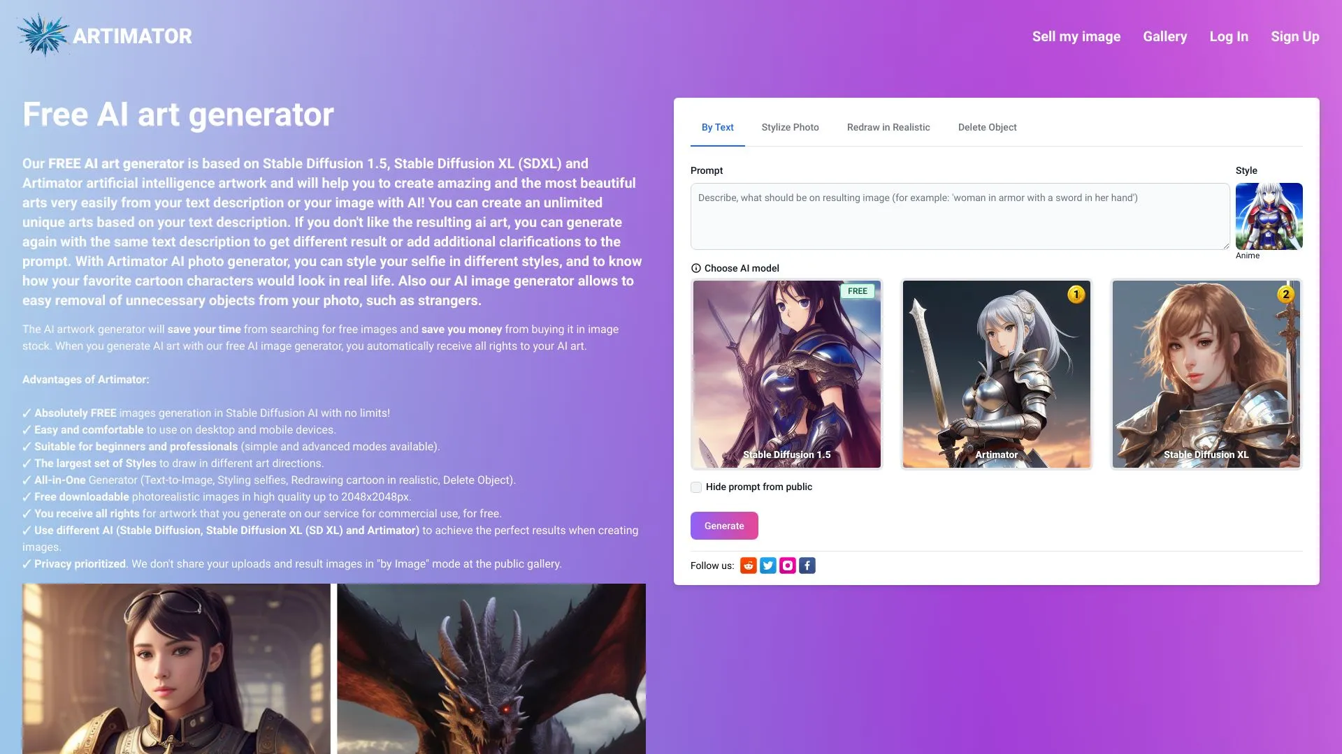 Artimator - Free AI Art Generator | Creati.ai
