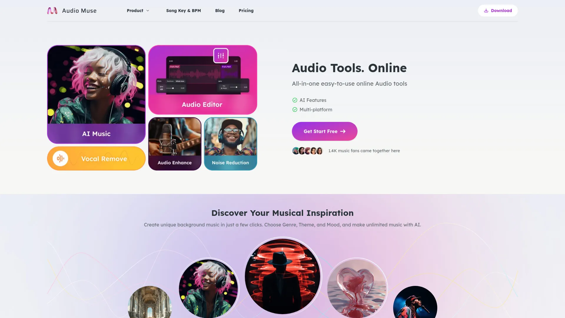 Audio Muse: AI-Powered All-In-One Online Audio Tools | Creati.ai