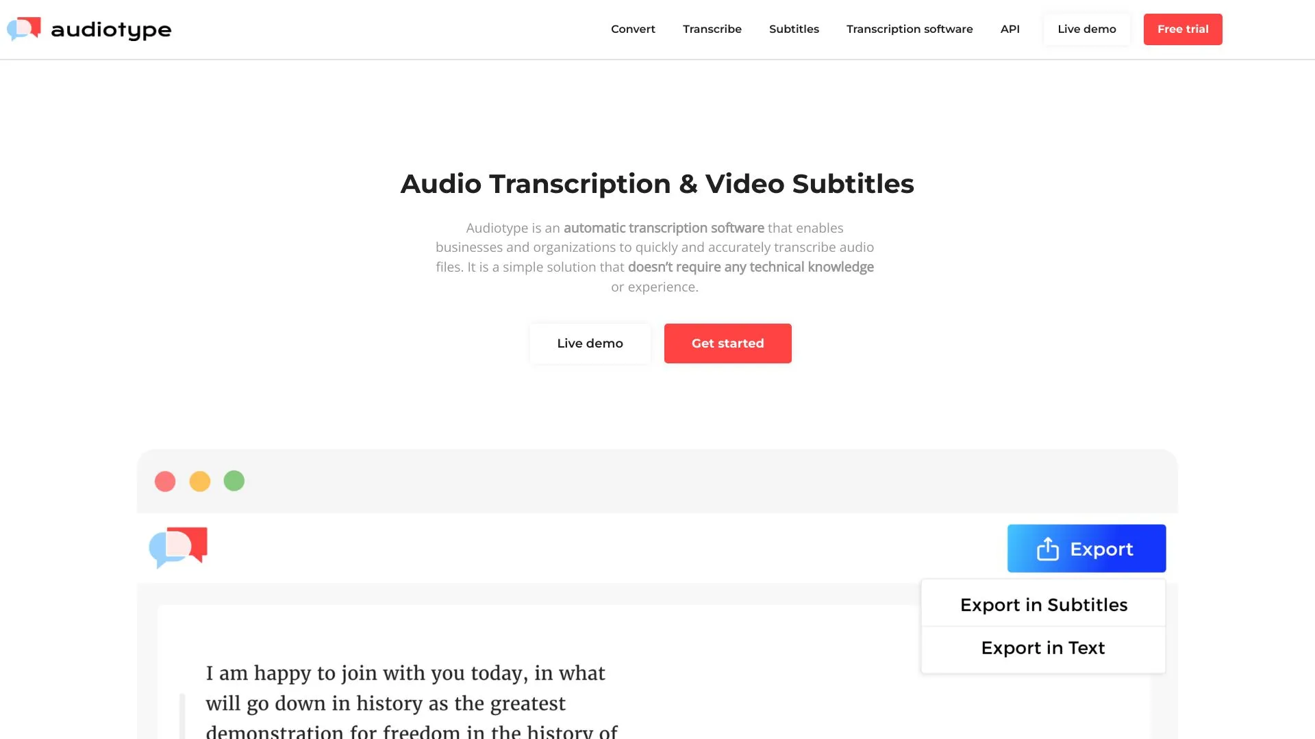 Audiotype: Automatic Audio & Video Transcription | Creati.ai
