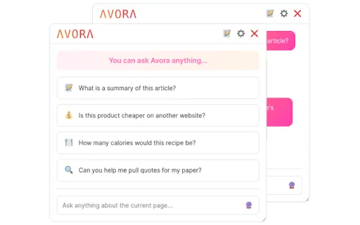 Avora: AI Research & Browser Copilot with GPT-4 and Claude | Creati.ai