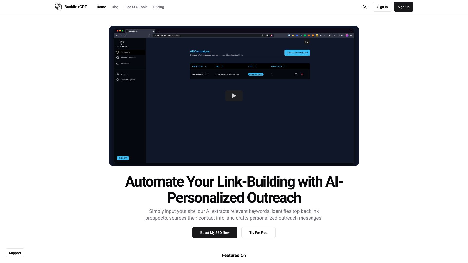 BacklinkGPT: AI-Powered Link-Building Platform | Creati.ai