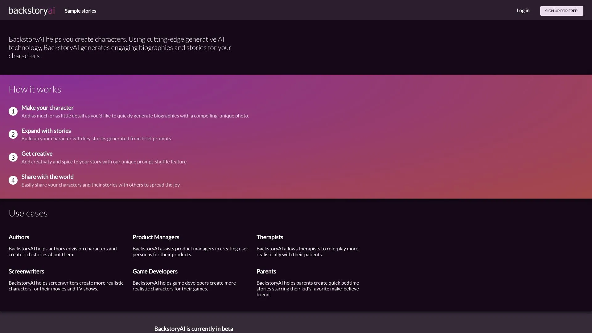 BackstoryAI: AI-Powered Character Backstory Generator | Creati.ai