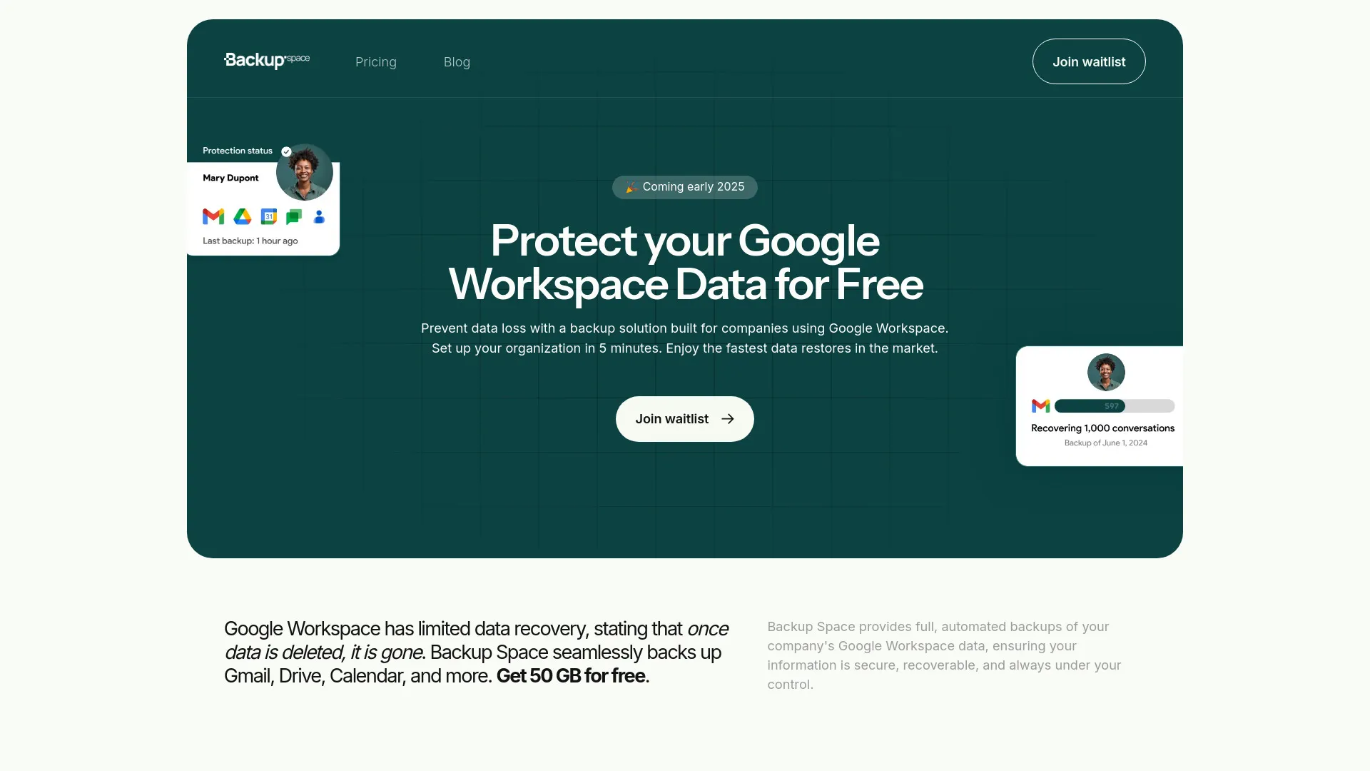 Backup Space: Google Workspace Data Backup & Recovery | Creati.ai