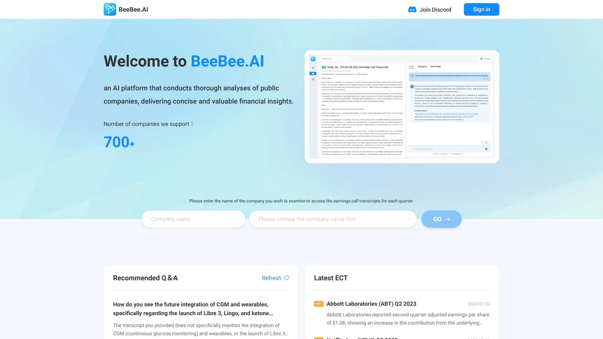 BeeBee AI - AI Analytics Tool for U.S. Stock Market Insights | Creati.ai
