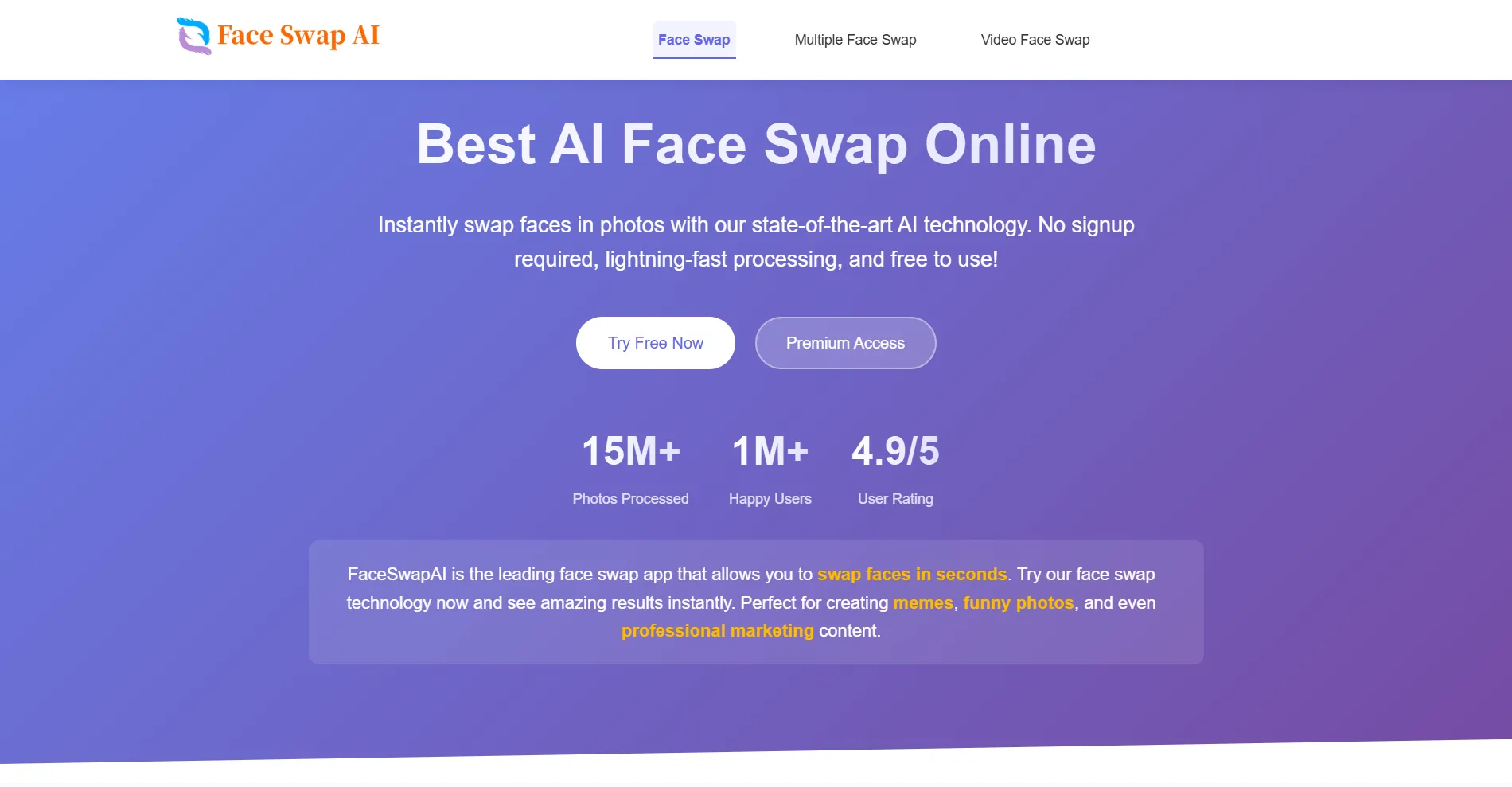 FaceSwapAI - Fast & Realistic AI Face Swap Online Tool | Creati.ai