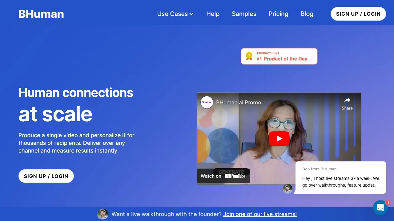 BHuman.ai: Creación de Videos Personalizados Impulsada por AI | Creati.ai