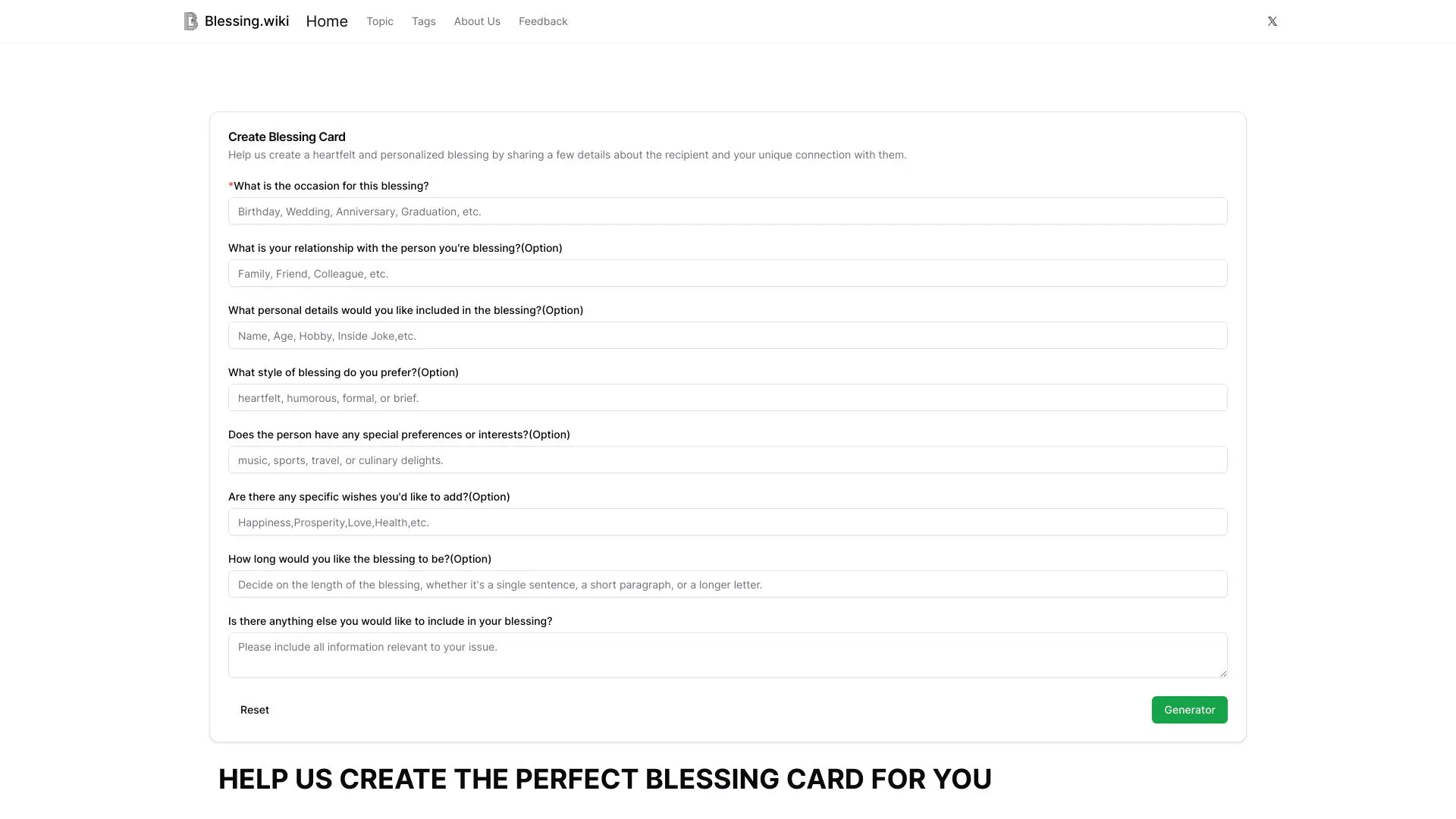 Create Personalized Blessing Cards - Blessings Wiki | Creati.ai