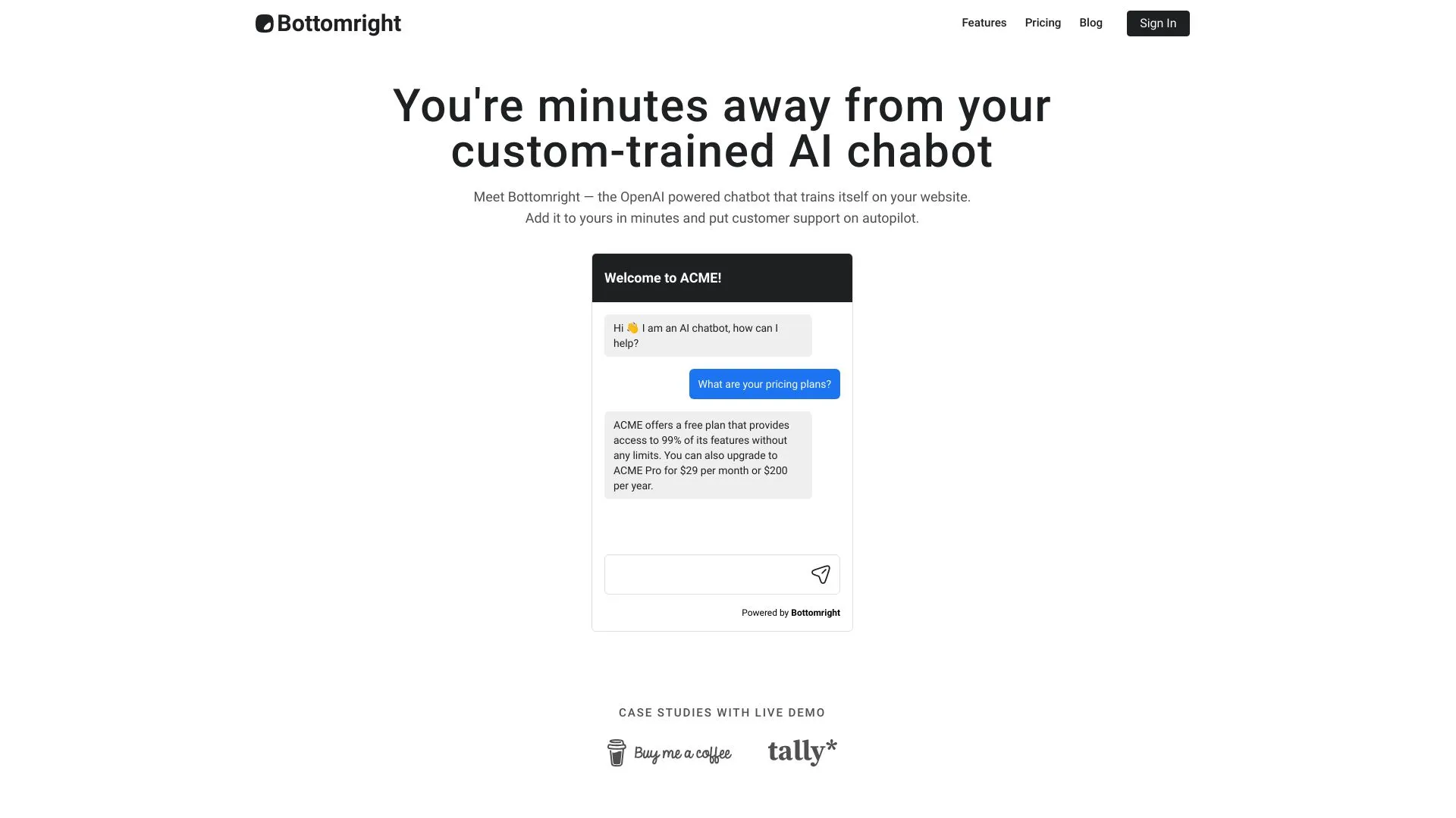 Bottomright AI - Chatbot Automatizado para Soporte al Cliente | Creati.ai