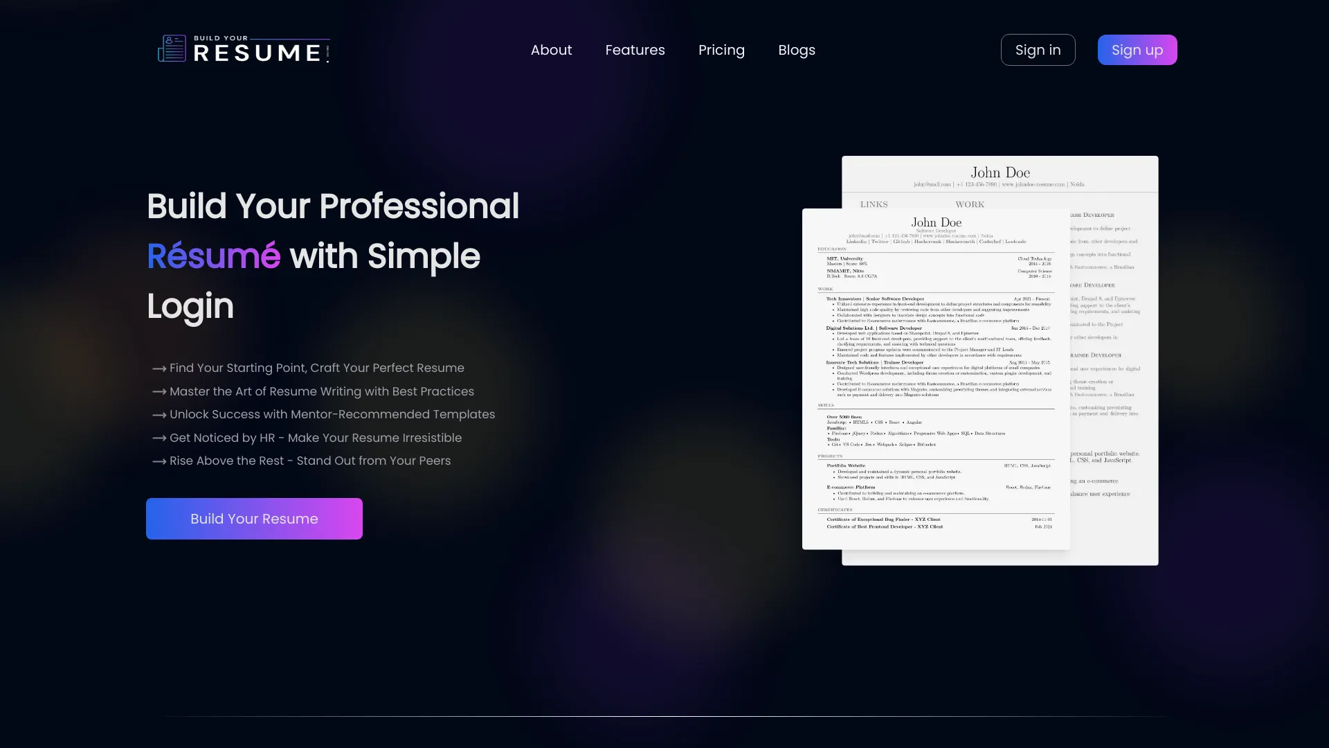 Free Online Resume Builder - BuildYourResume.online | Creati.ai