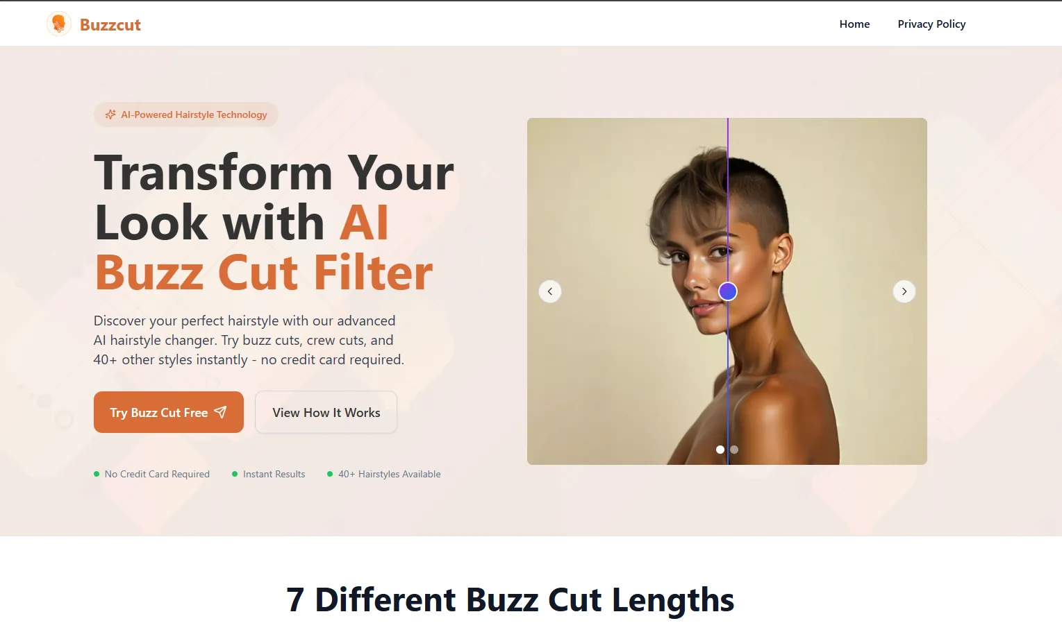 BuzzCut AI – Kostenloser KI-gestützter Buzz Cut Haarschneider online | Creati.ai