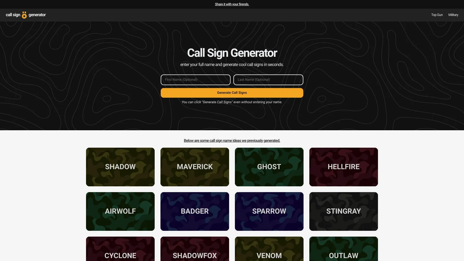 Generate Unique Call Signs Instantly | Call Sign Generator | Creati.ai