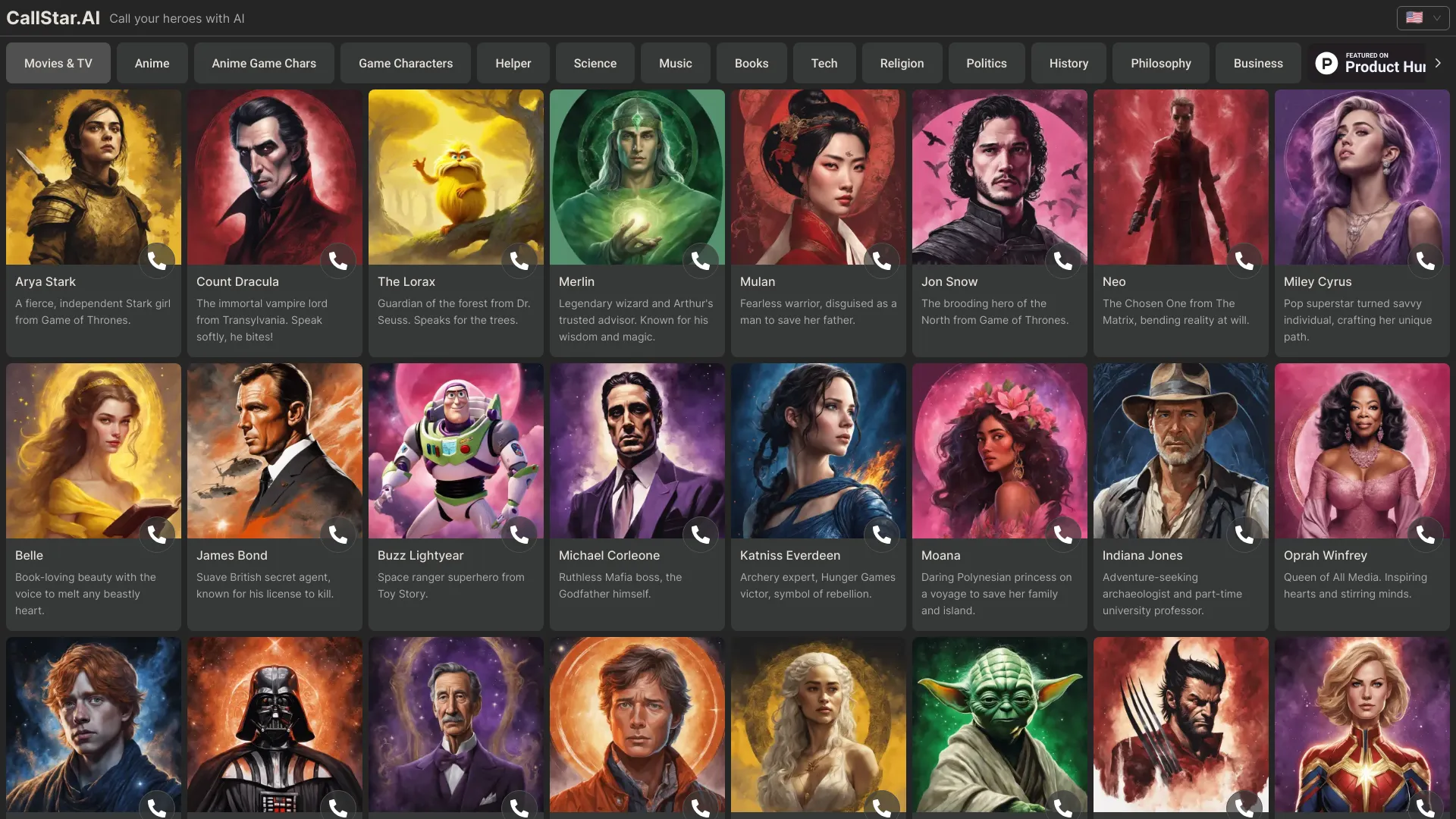 CallStar: AI-Powered Voice Calls with Characters | Creati.ai