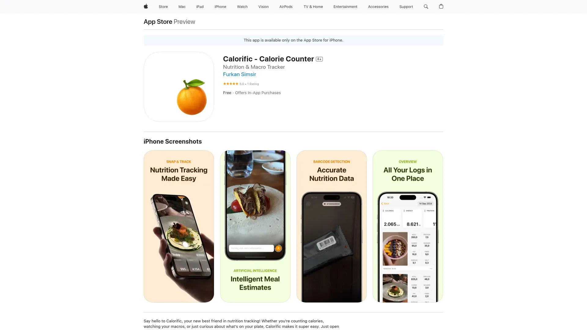 Calorific: Rastreador de Nutrición Impulsado por IA | Creati.ai