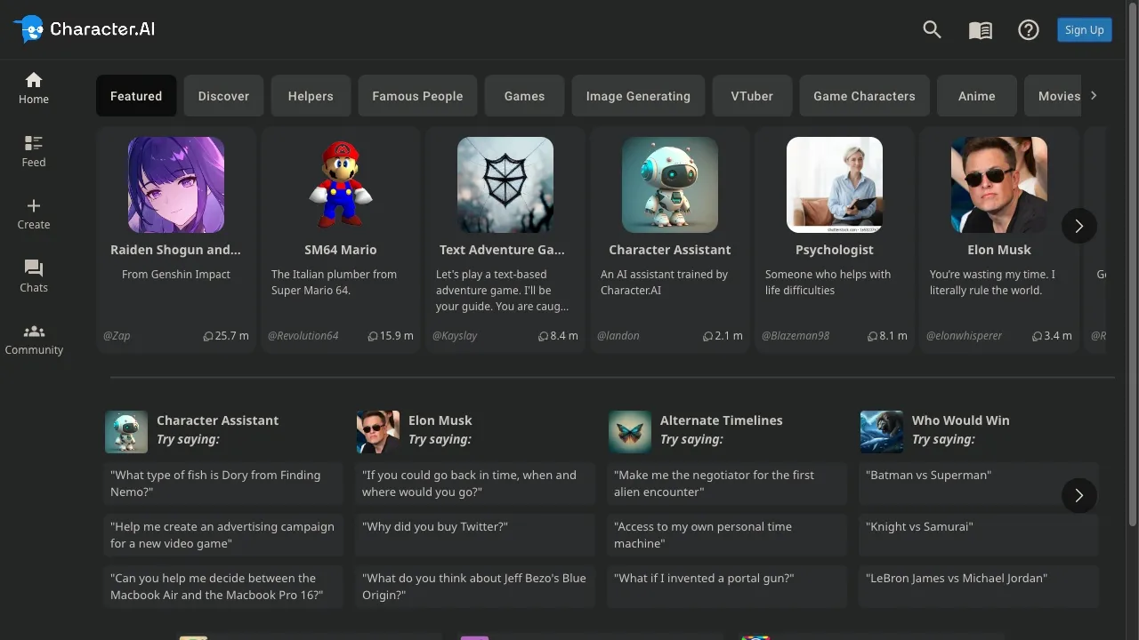 Character.AI - Crie e converse com personagens de IA únicos | Creati.ai