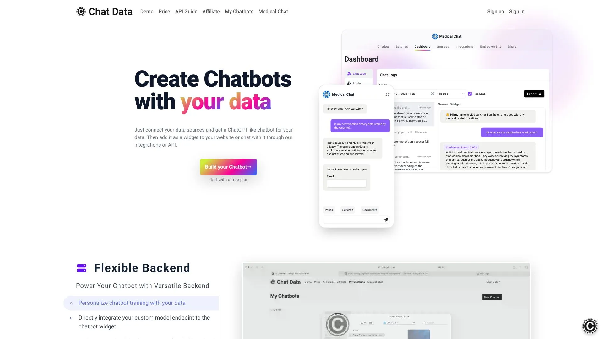 Custom AI Chatbots for Websites - Chat Data | Creati.ai