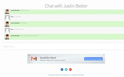 Chat with Justin Bieber - Chrome Web Store | Creati.ai