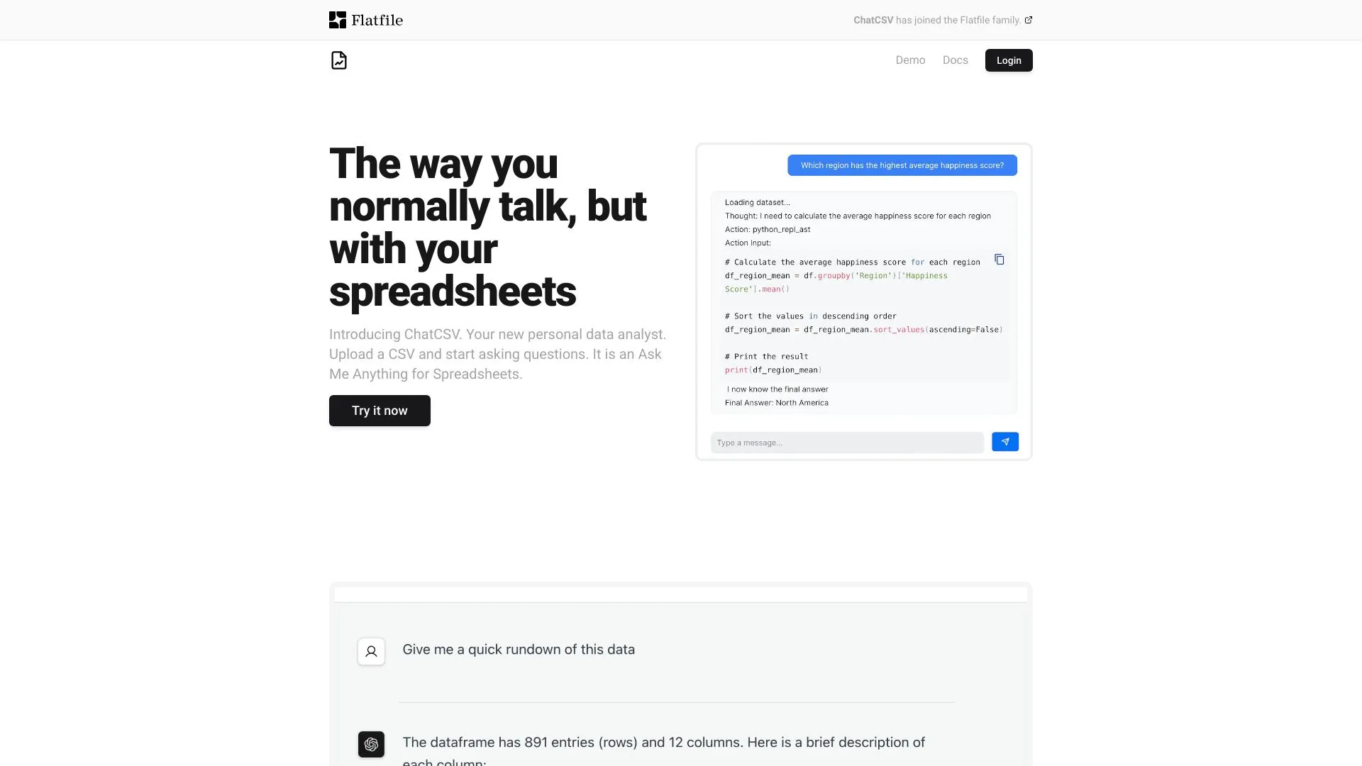ChatCSV: AI-Driven CSV Data Analysis Tool | Creati.ai