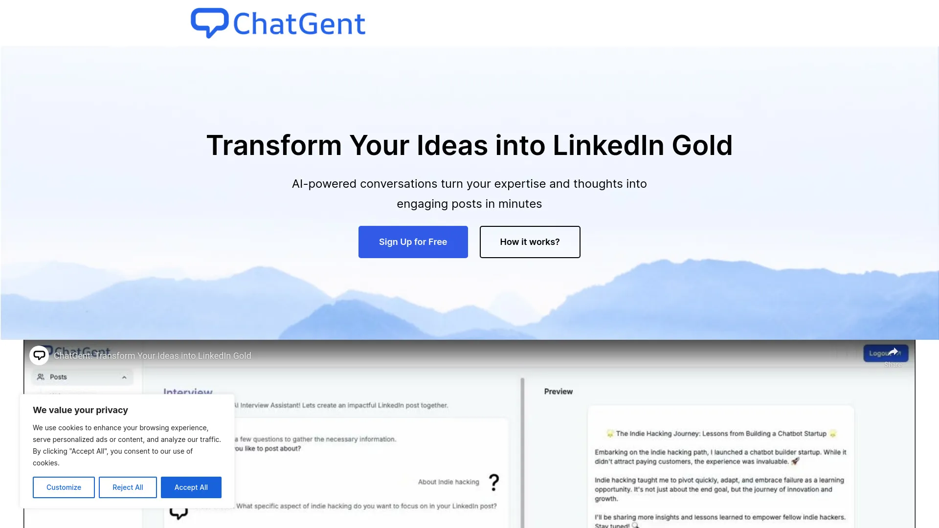 ChatGent: AI-Powered LinkedIn Content Creator | Creati.ai