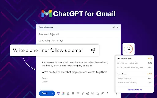 ChatGPT for Gmail拡張機能 - メール作成を改善 | Creati.ai