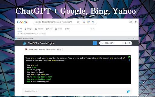 ChatGPT + Google, Bing, Yahoo Integration Extension | Creati.ai