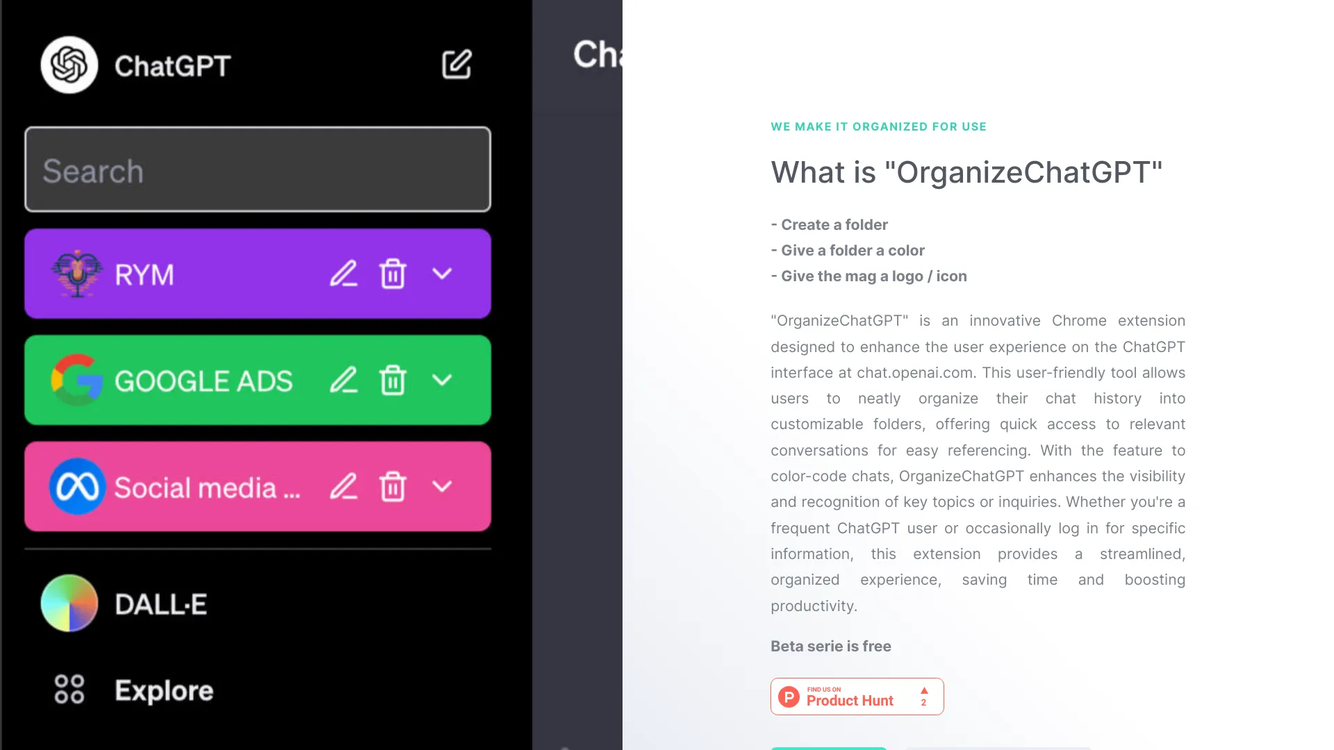 OrganizeChatGPT: Gestiona Eficazmente Tus Conversaciones | Creati.ai