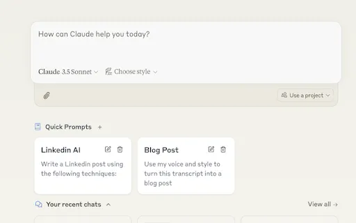 Claude Quick Prompts - Chrome Web Store | Creati.ai